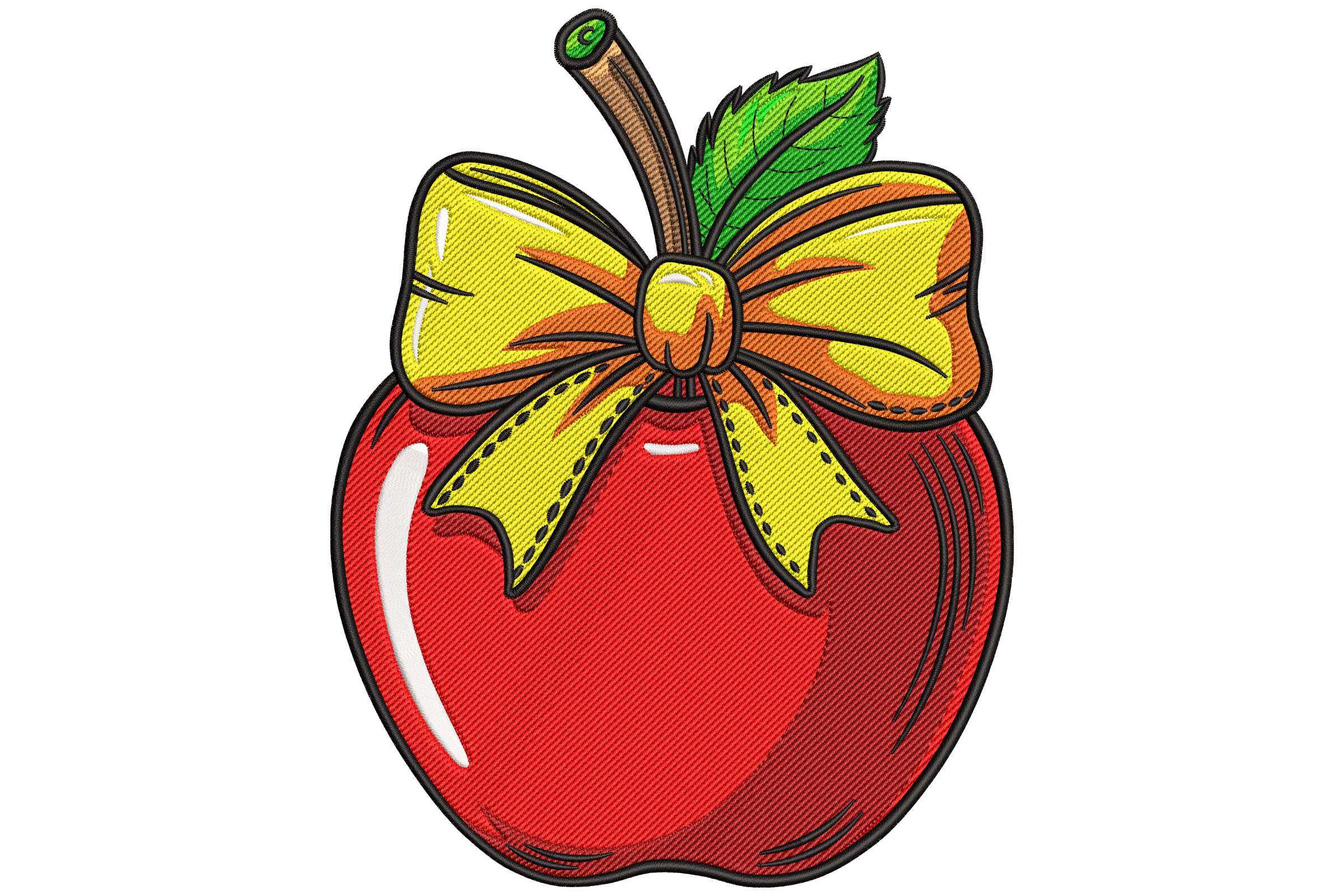 Red Apple Bow – Machine Embroidery Design | Embroidize