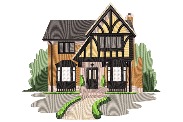 Tudor House – Machine Embroidery Design | Embroidize