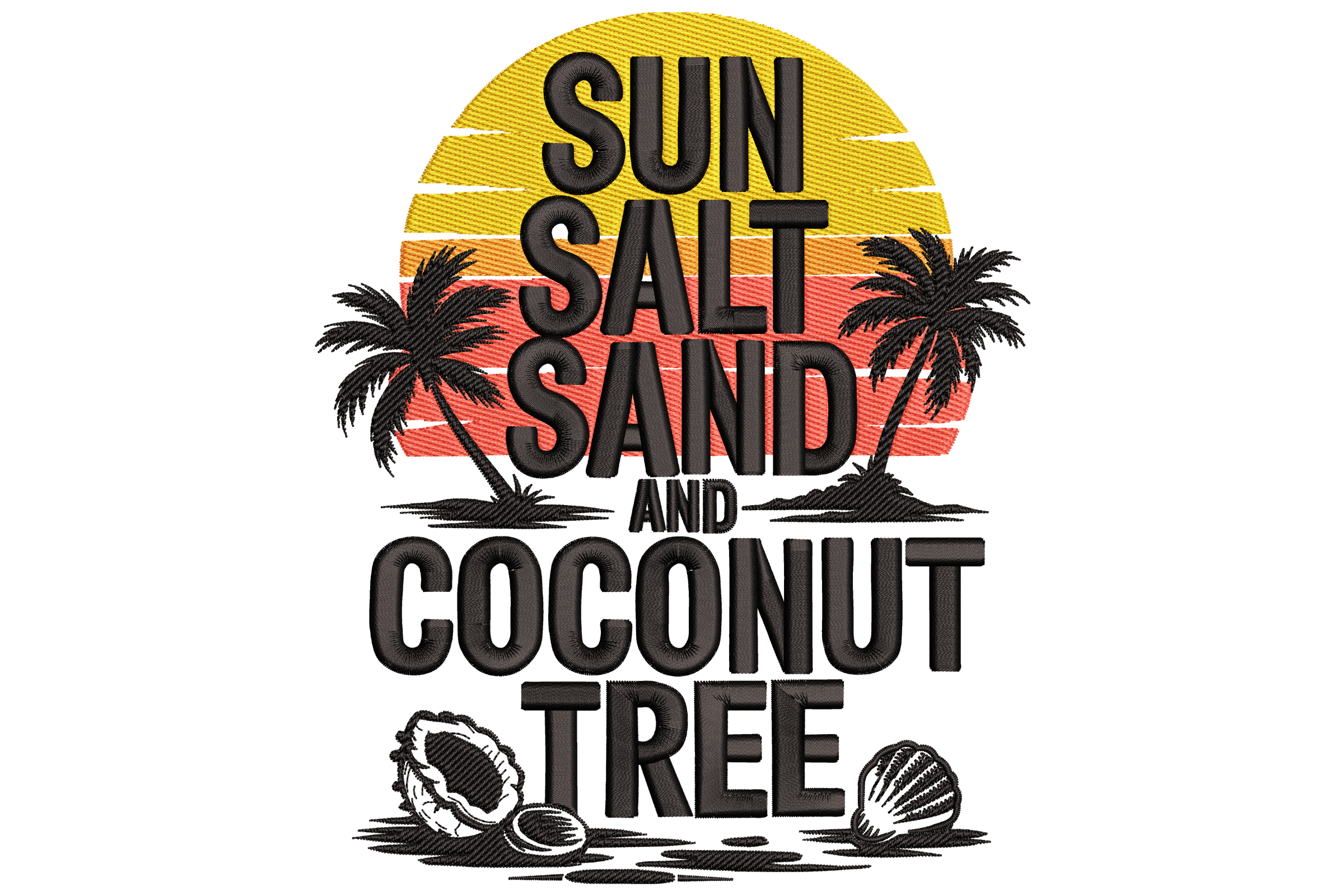 Sun Salt Sand Coconut Tree – Machine Embroidery Design | Embroidize