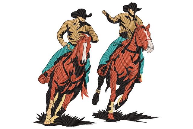 Rodeo Cowboy Riding – Machine Embroidery Design | Embroidize