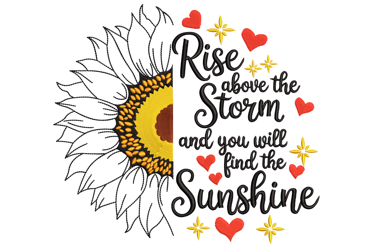 Rise Above the Storm – Sunflower Machine Embroidery Design | Embroidize