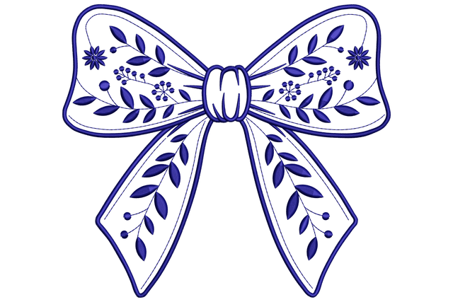 Floral Bow Outline – Single-Color Embroidery Design | Embroidize