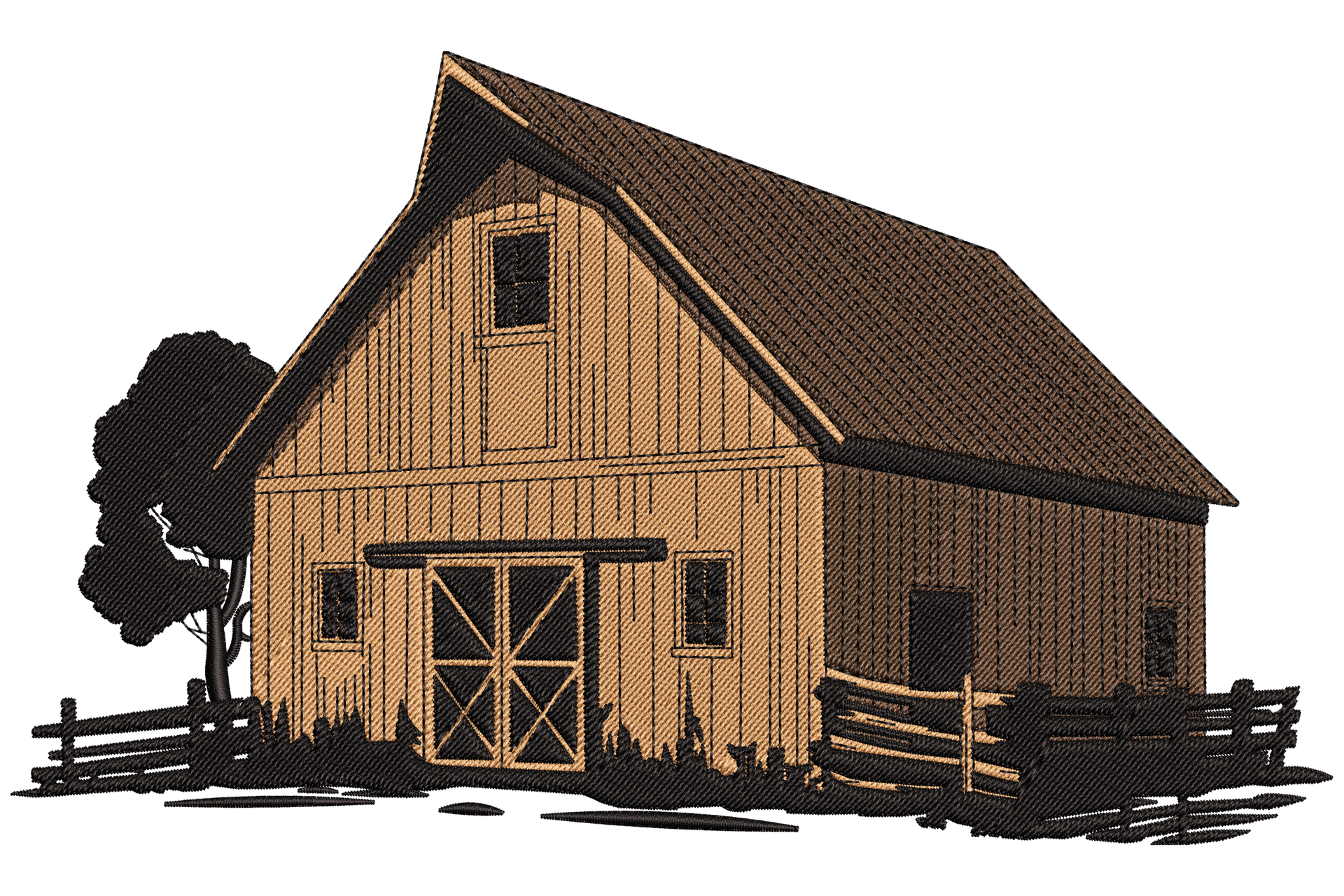 Rustic Barn Scene – Farmhouse Machine Embroidery Design | Embroidize