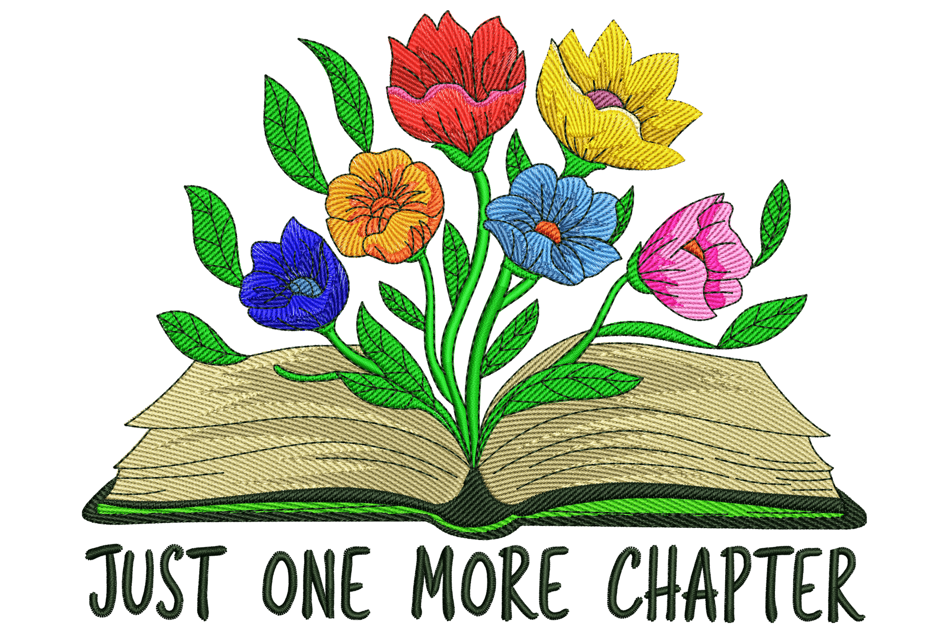 Just One More Chapter – Book Lover Machine Embroidery Design | Embroidize