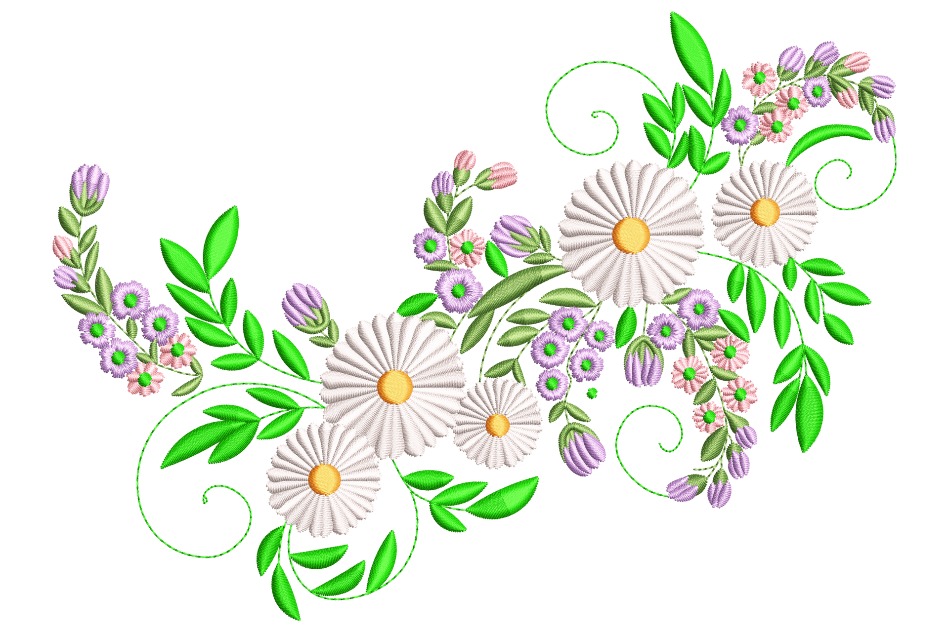 Daisy Floral Swag Border – Machine Embroidery Design | Embroidize