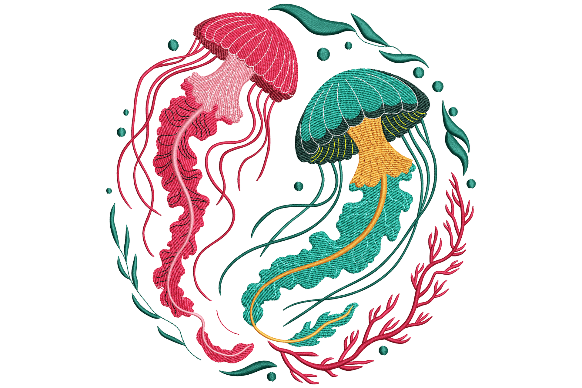 Colorful Jellyfish – Marine Life Embroidery Design | Embroidize