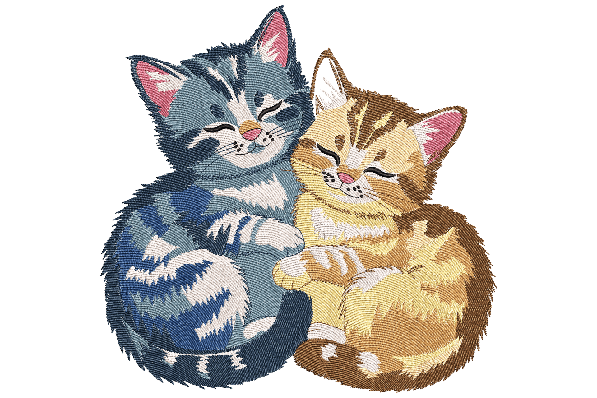 Two Cute Kittens Hugging – Cat Embroidery Design | Embroidize