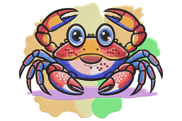 Cute Crab with Glasses – Machine Embroidery Design | Embroidize