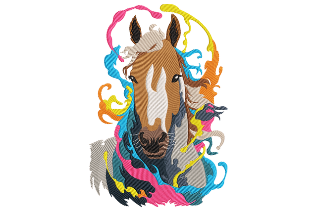 Color Splash Horse Portrait – Machine Embroidery Design | Embroidize