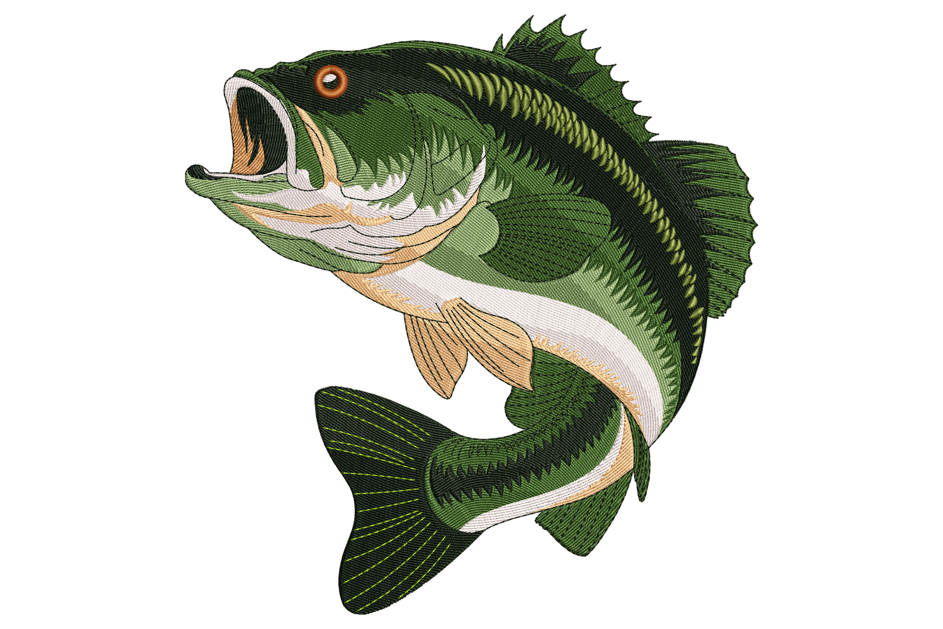 Jumping Bass Fish – Machine Embroidery Design | Embroidize
