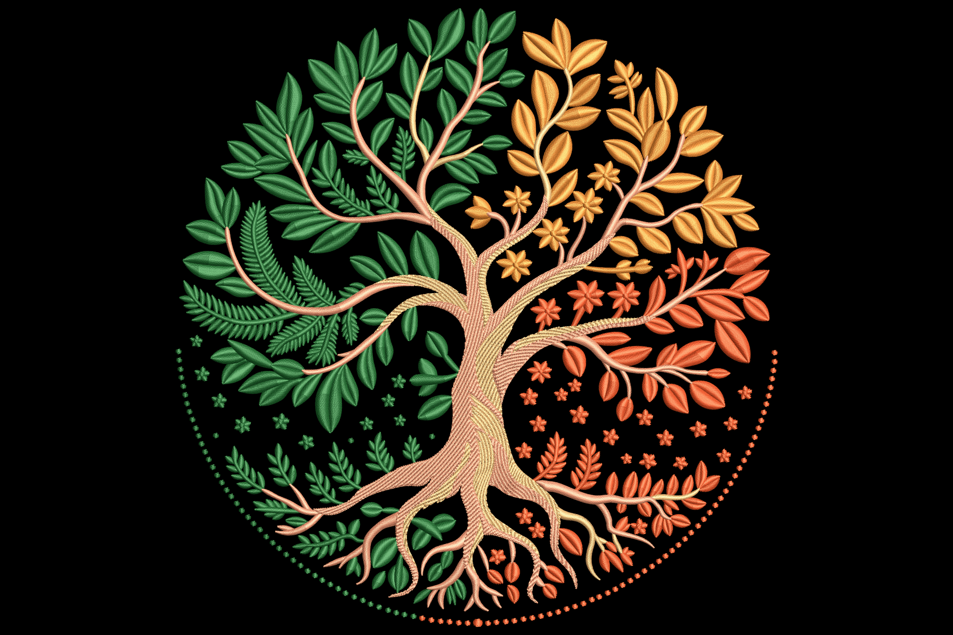 Four Seasons Tree Circle – Machine Embroidery Design | Embroidize