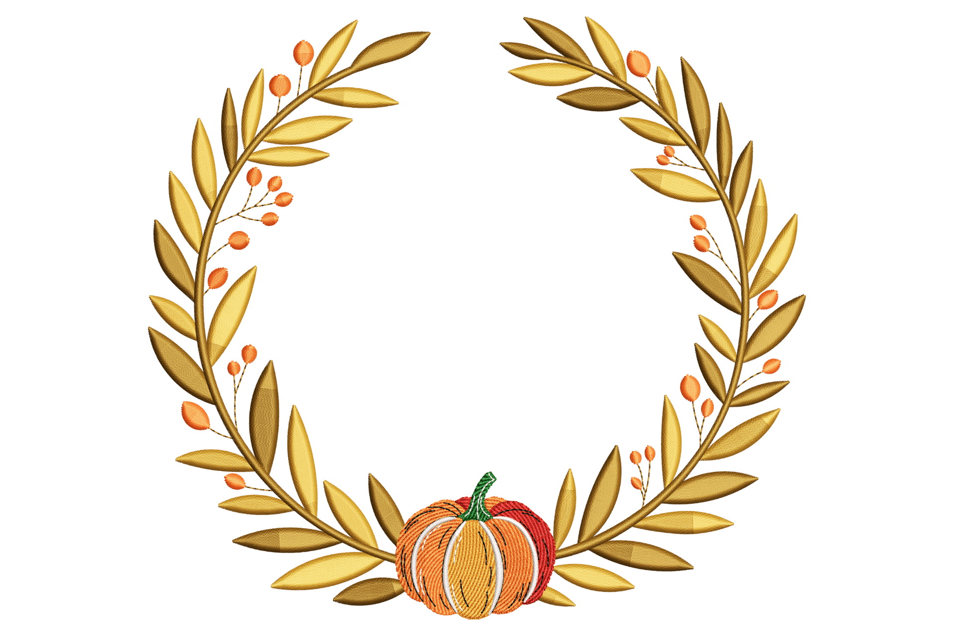 Pumpkin Laurel Wreath Frame – Machine Embroidery Design | Embroidize