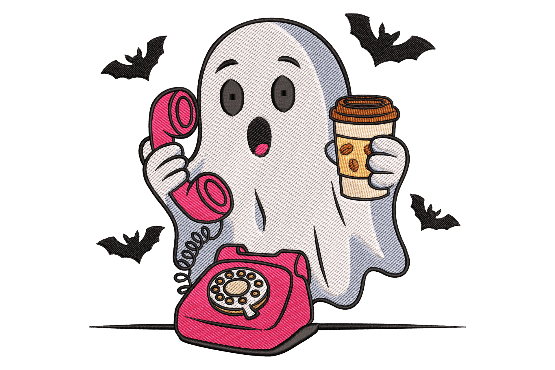 Ghost Phone Call – Machine Embroidery Design | Embroidize