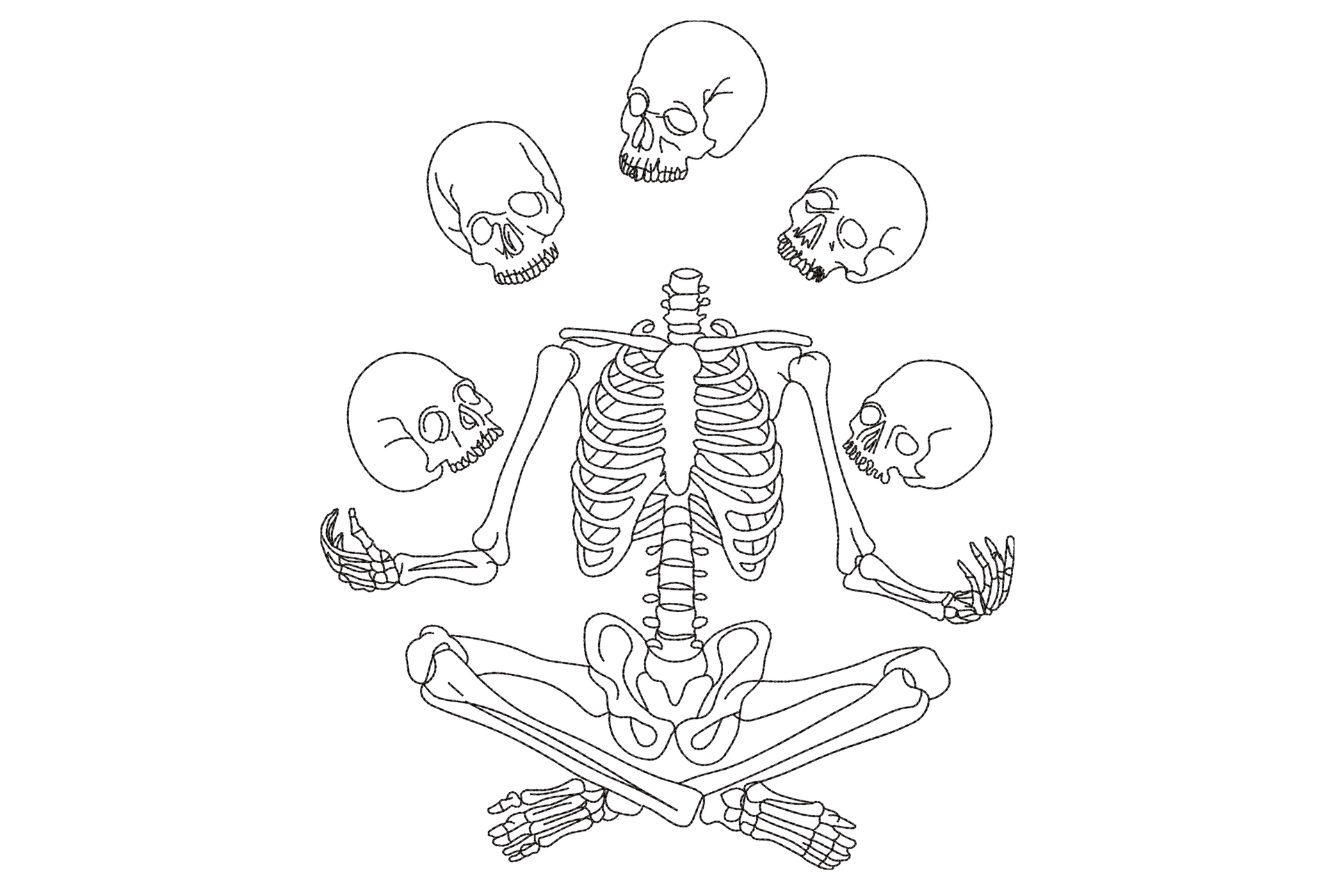 Skeleton Skull Bones – Gothic Machine Embroidery Design | Embroidize