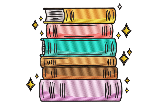 Stack of Magical Books – Cute Machine Embroidery Design | Embroidize