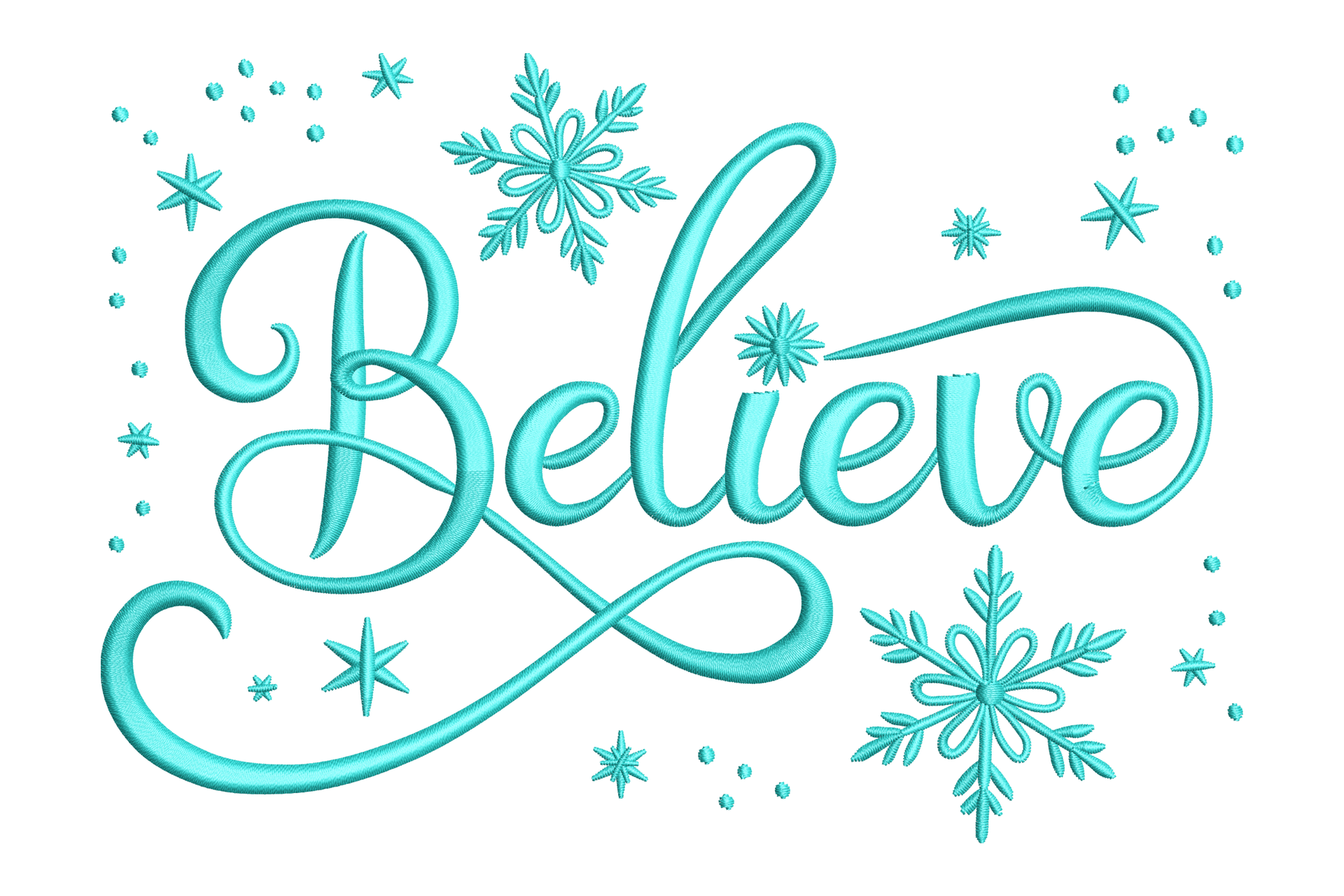 Believe Script with Snowflakes – Christmas Embroidery Design | Embroidize