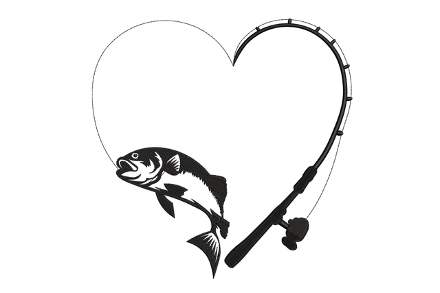 Fishing Heart – Machine Embroidery Design | Embroidize