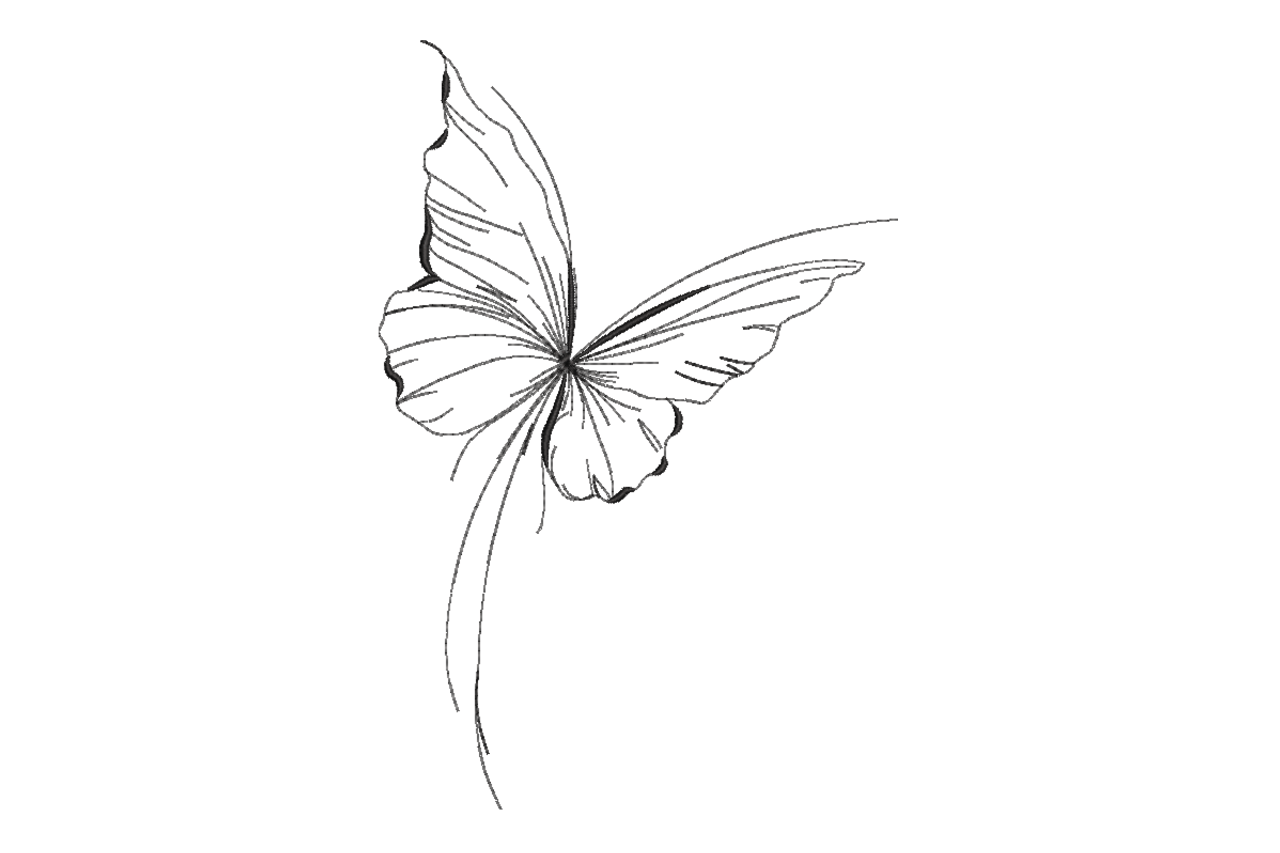 Minimal Butterfly Sketch – Machine Embroidery Design | Embroidize