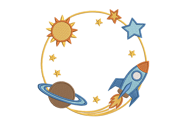 Space Rocket Frame – Machine Embroidery Design | Embroidize