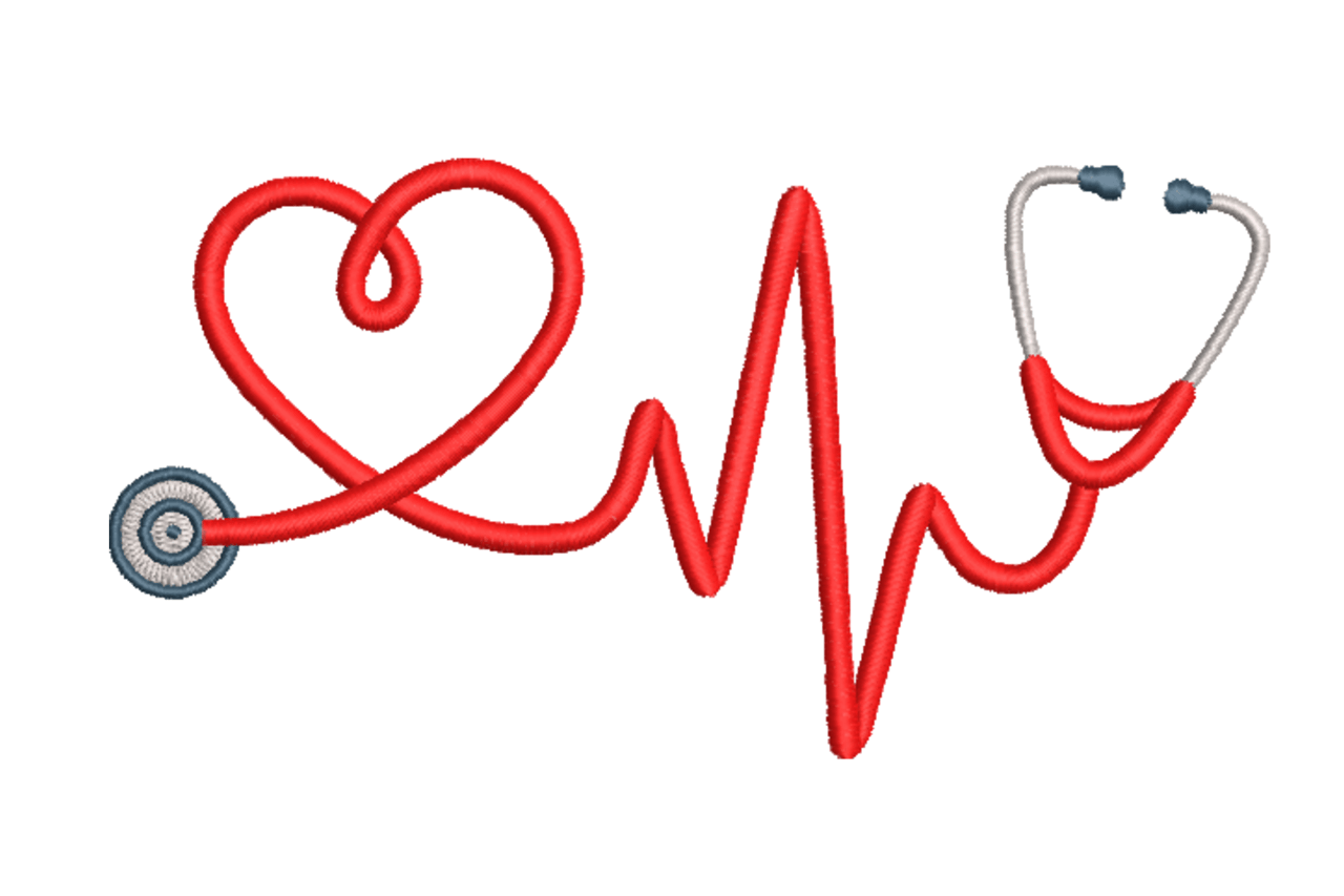 Nurse Heartbeat Stethoscope – Machine Embroidery Design | Embroidize