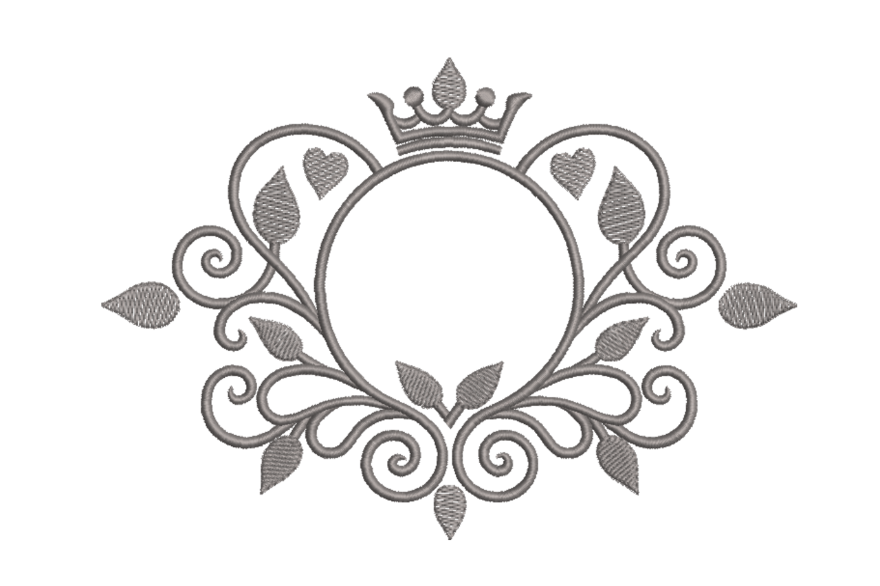 Royal Vine Crown Monogram Frame – Embroidery Design | Embroidize