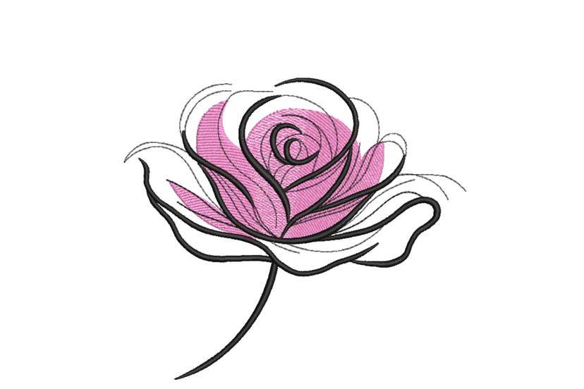 Sketch Rose Bloom – Modern Floral Machine Embroidery Design | Embroidize