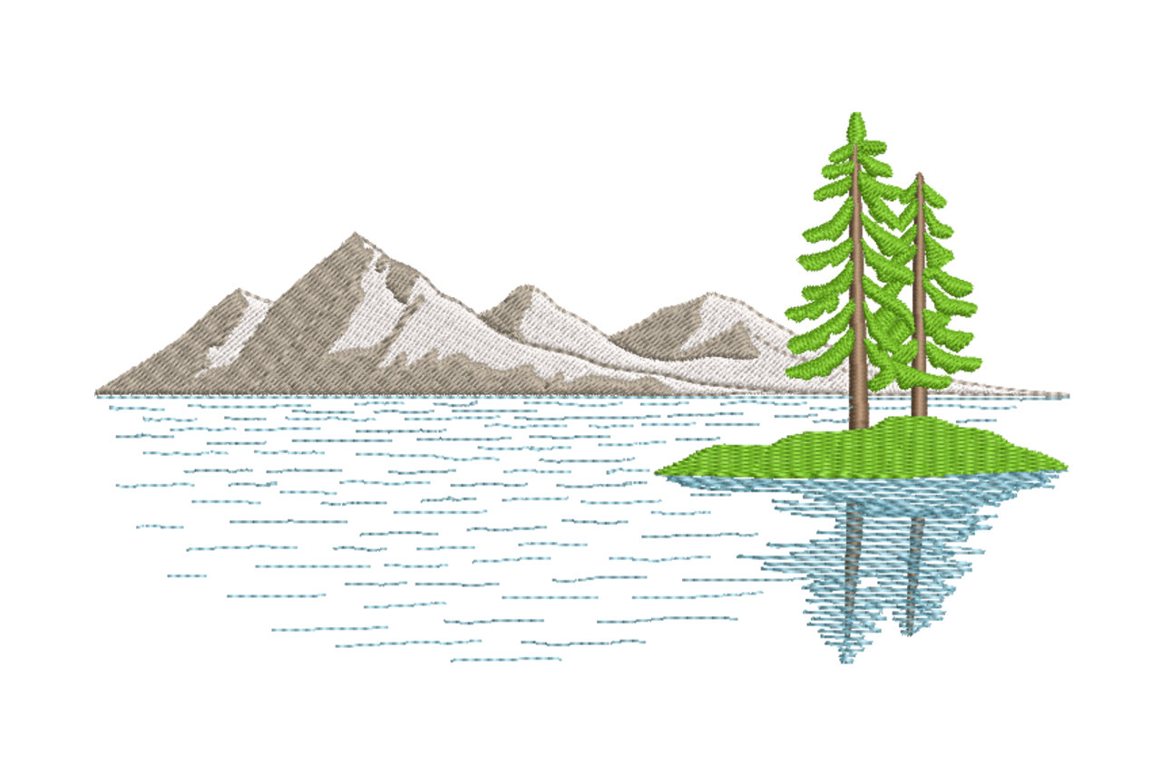 Mountain Lake Nature Machine Embroidery Design | Embroidize