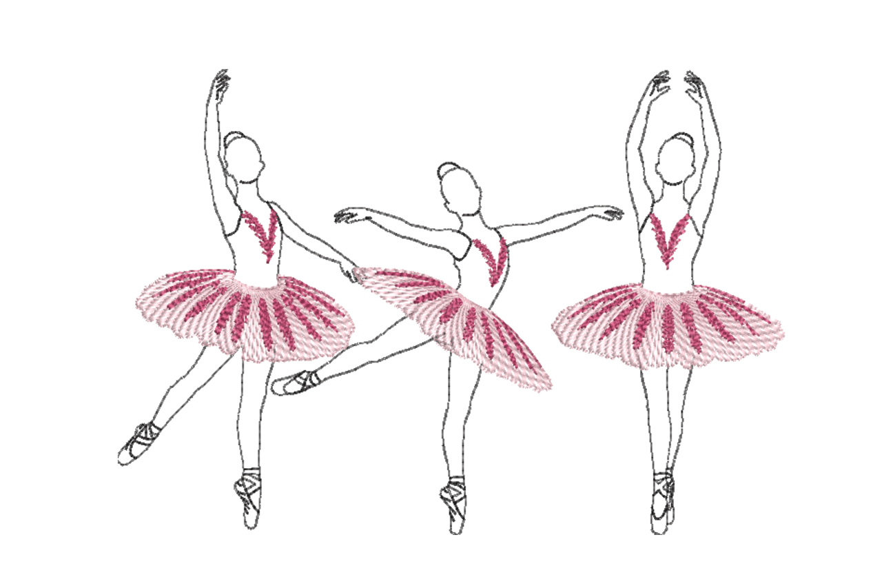 Ballerina Trio – Ballet Embroidery Design | Embroidize