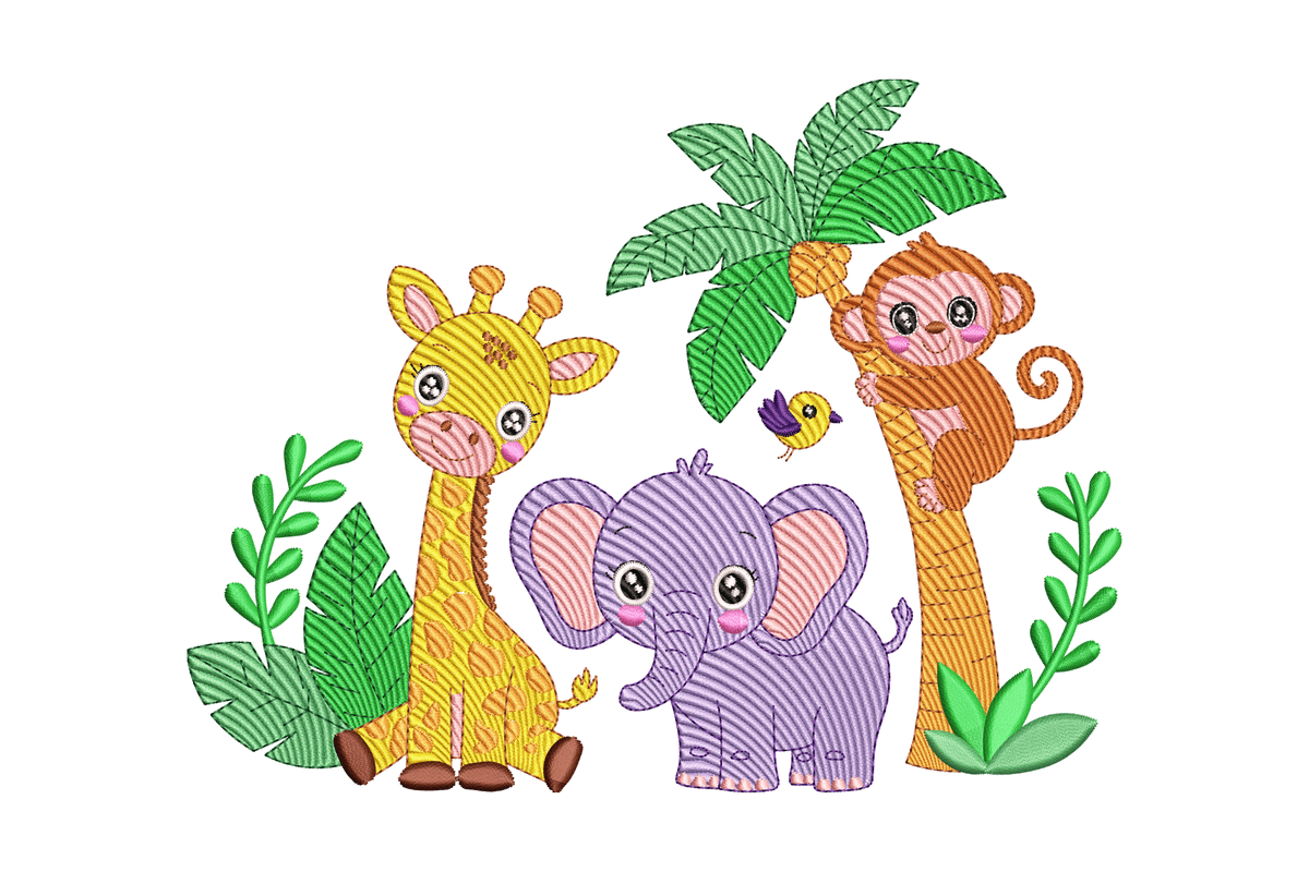 Baby Jungle Animals & Safari Friends – Machine Embroidery Design ...