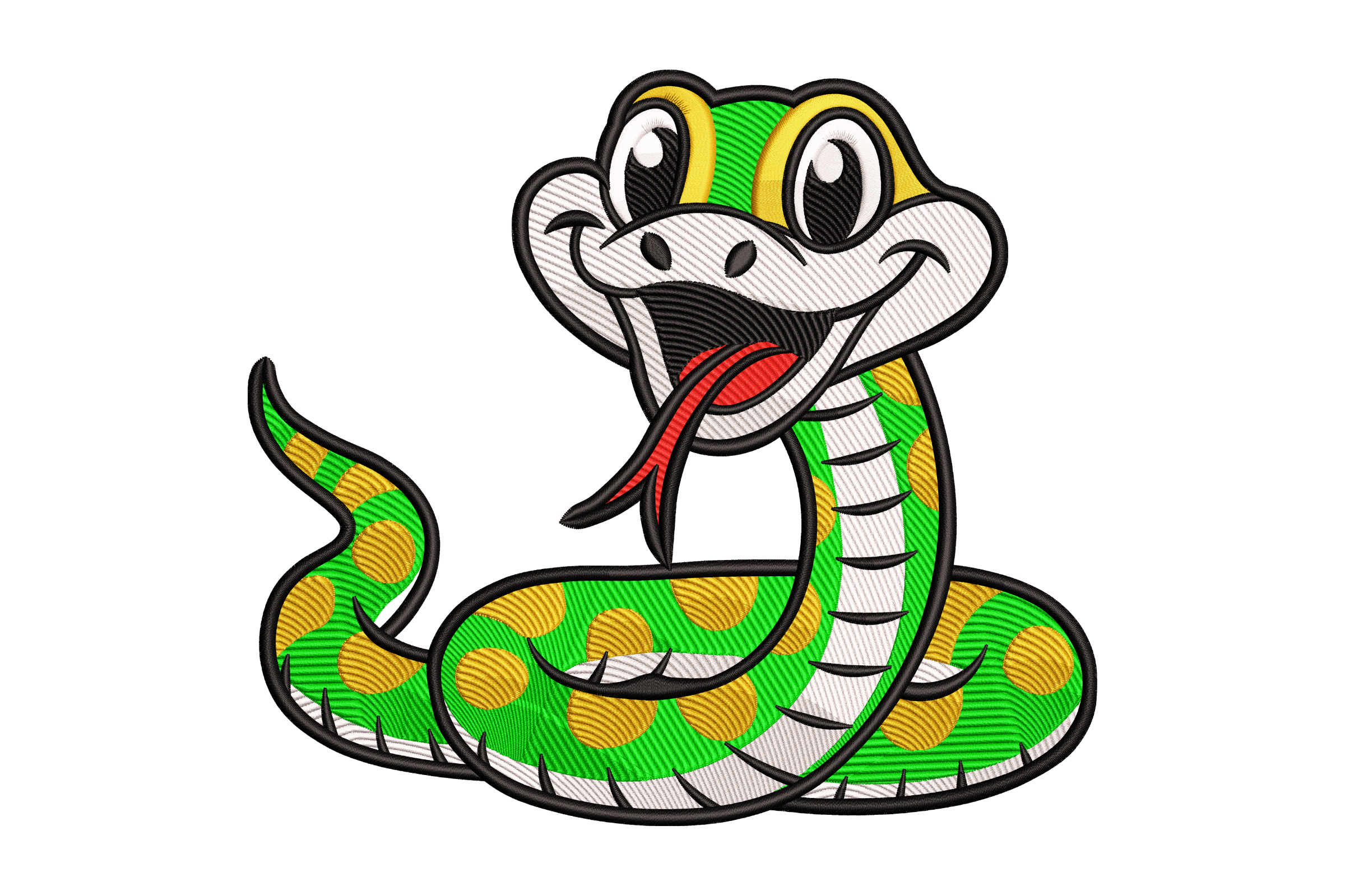 Cartoon Green Snake Machine Embroidery Design | Embroidize