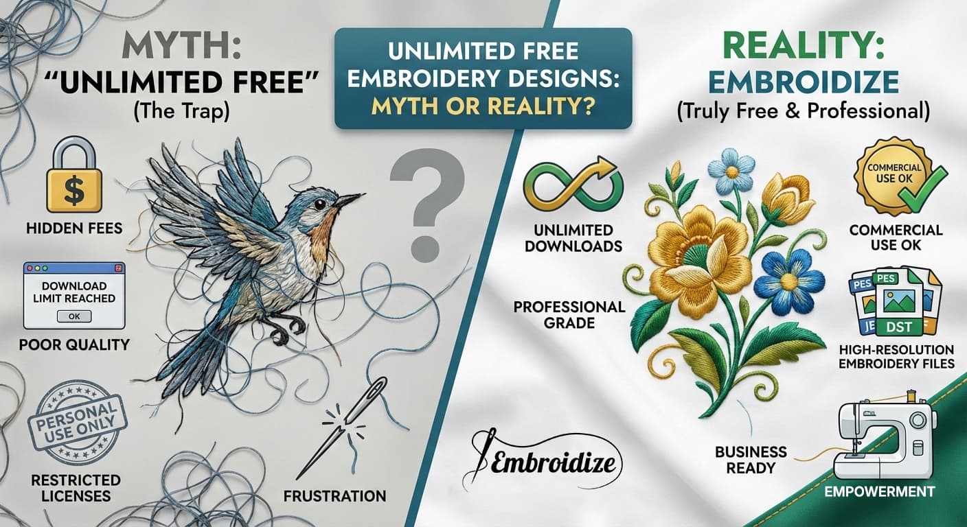 Unlimited Free Embroidery Designs – Truth Behind the Myth | Embroidize