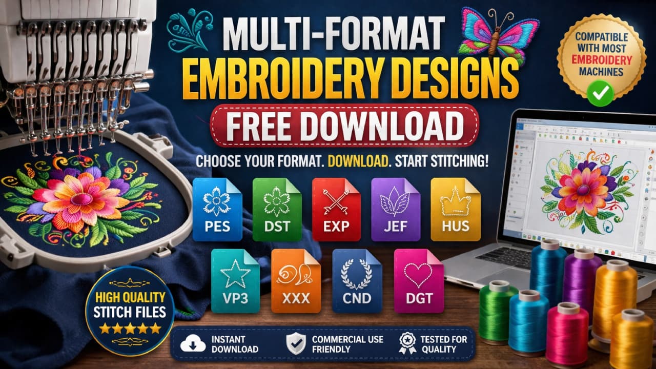 Multi-Format Embroidery Designs Free Download (All Formats) | Embroidize