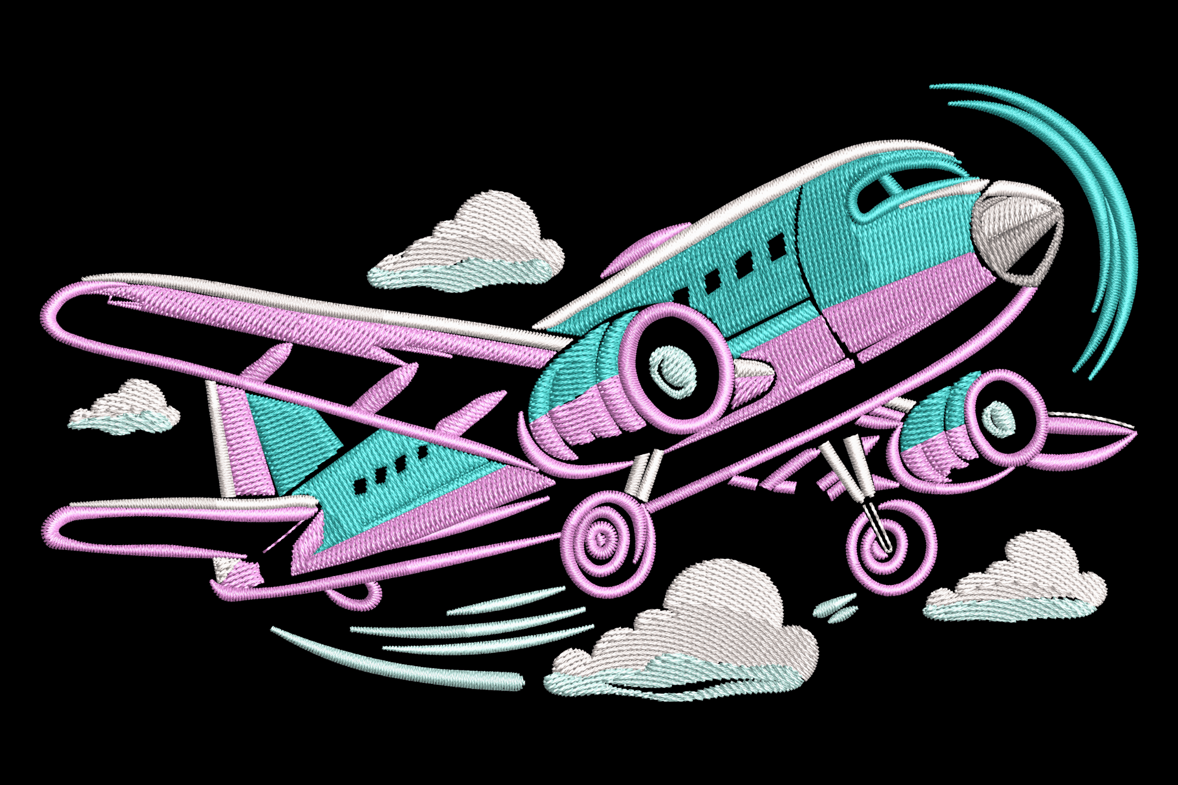 Cute Cartoon & Vintage Airplane Machine Embroidery Design Bundle ...