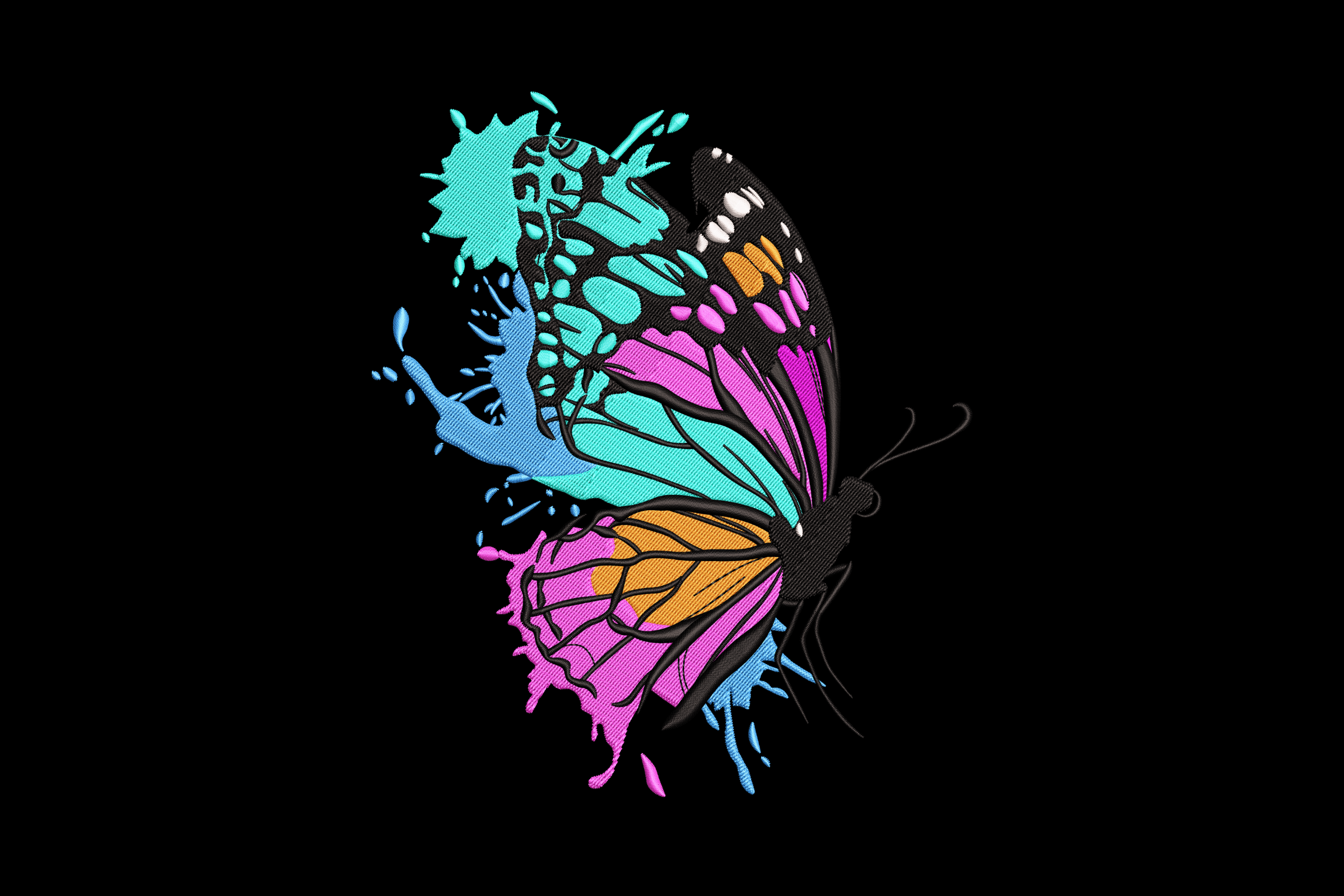 Vibrant Paint Splash Butterfly Embroidery Design Bundle | Embroidize